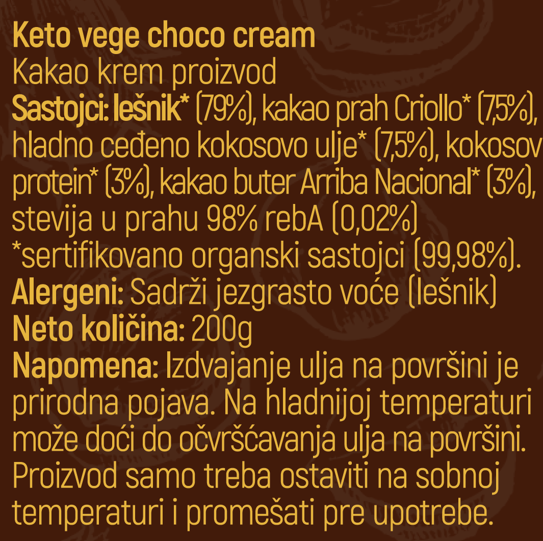 Keto Vege Čoko krem sa stevijom - Online prodaja - Just Superior