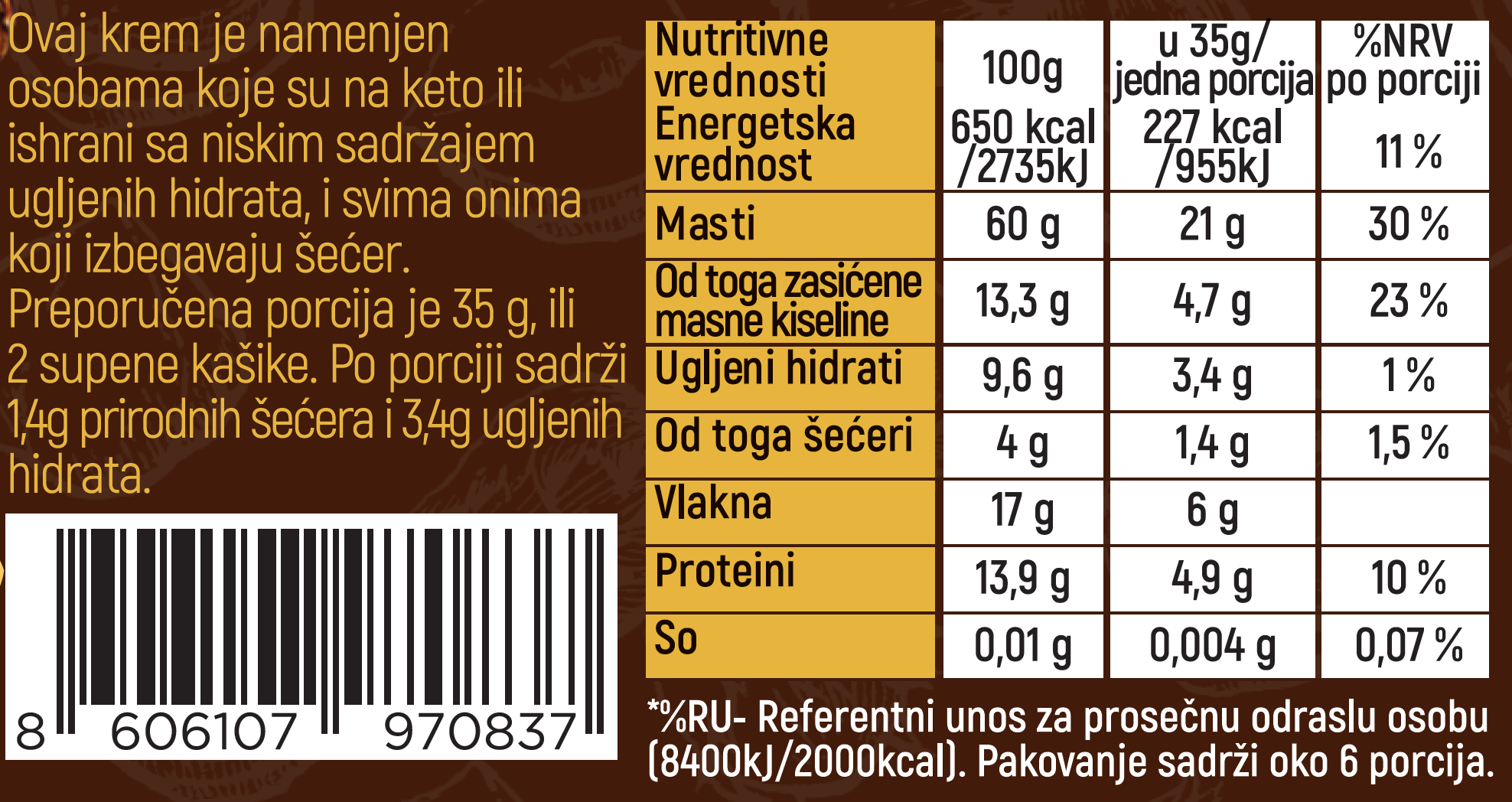 Keto Vege Čoko krem sa stevijom - Online prodaja - Just Superior